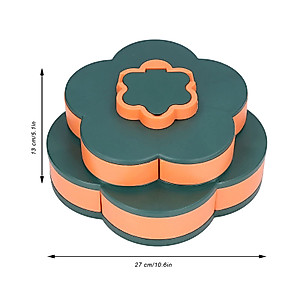 Snack Serving Tray with Lid, Fruit Serving Container, Flower Shape Appetizer Tray, Divided Plastic Food Storage Organizer Plate for Snack, Candy, Nut, Picnic(Double Layer)