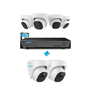 Reolink 4K PoE Security Camera System Bundle, 6pcs 8MP Person/Vehicle Detection Smart PoE IP Cameras, a 8CH NVR Pre-Installed with 2TB HDD(Include 4 x 18M Cat5 Cable)
