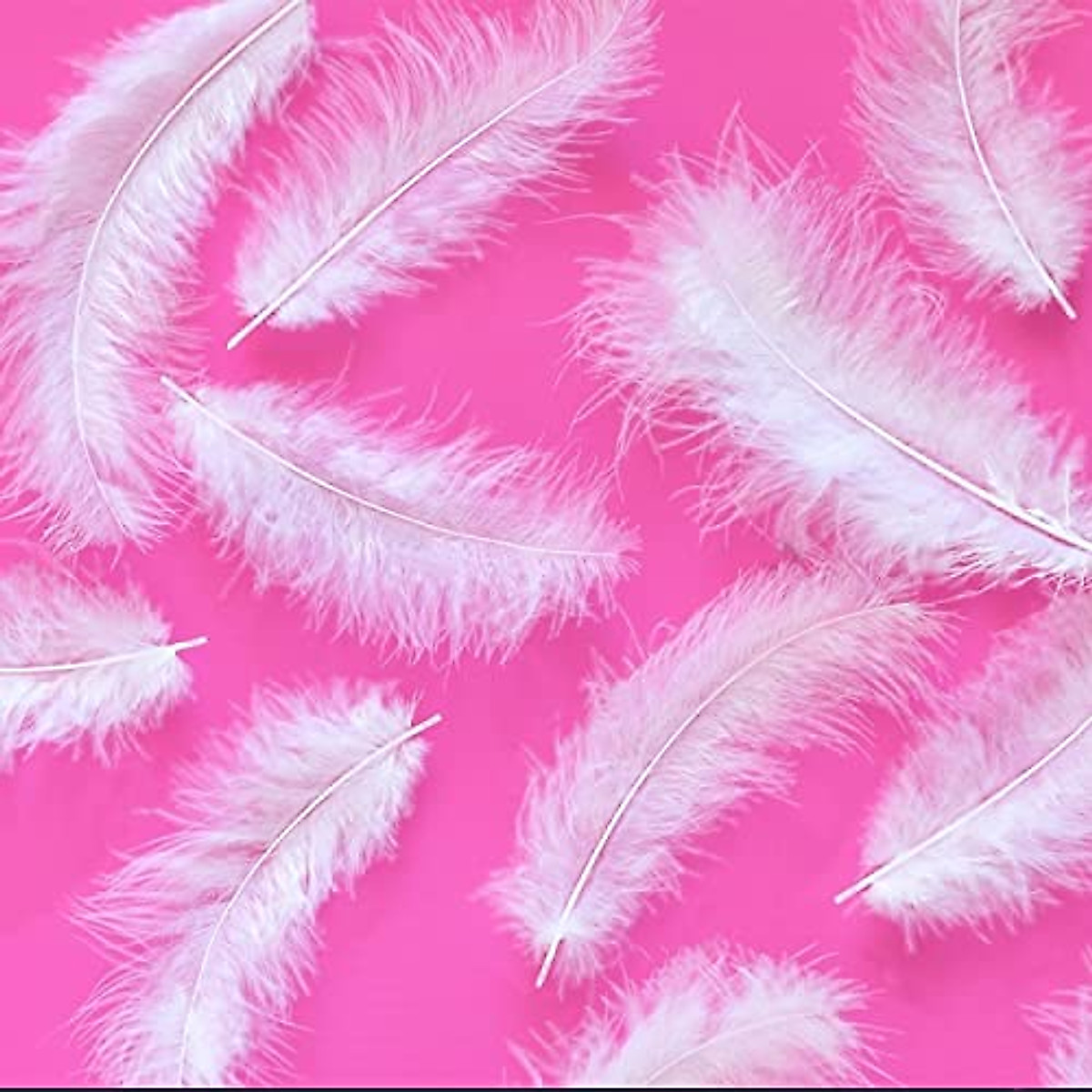 Turkey Marabou Feathers for Crafts Dreamcatcher Fringe Trim Colored Feathers（100pcs White）