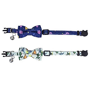 Lamphyface 2 Pack/Set Cat Collar Breakaway with Cute Bow Tie and Bell for Kitty Adjustable Safety