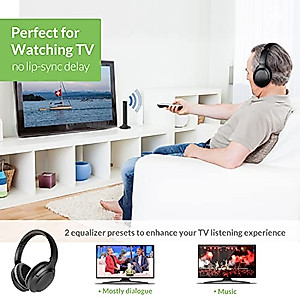 Avantree Opera 35Hrs Comfortable Wireless Headphones for TV Watching with Bluetooth 5.0 Transmitter & Charging Stand, Clear Dialogue Mode, Passthrough, High Volume for Seniors, 164FT Long Range