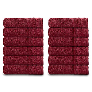COTTON CRAFT Washcloths - 12 Pack Super Zero Twist Facecloths -13x13-100% Cotton Baby Wash Cloths - Ultra Soft Absorbent Everyday Luxury Bathroom Kitchen Spa Gym Pool Camp Dorm - Easy Care - Garnet