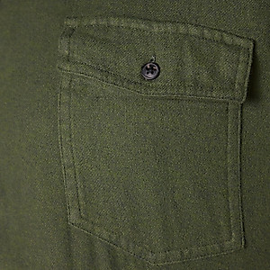 Amazon Essentials Men's Long-Sleeve Flannel Shirt, Regular-Fit, Two Pockets, Olive Heather, X-Large