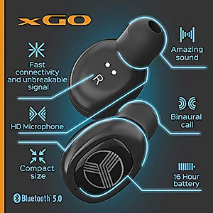 TREBLAB xGo - Top True Wireless Earbud - HD Sound, Ultra Lightweight, Steady Connection, Best Bluetooth 5.0 Headphones for Sports & Running, Waterproof Earphones, Noise Cancelling Microphone (Renewed)