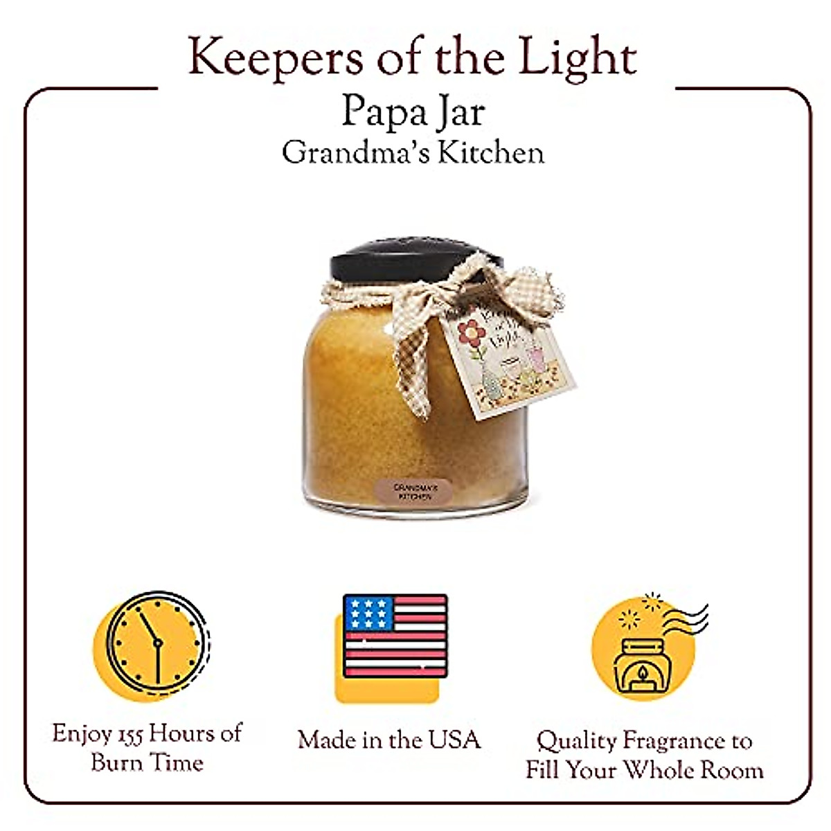 A Cheerful Giver — Grandma's Kitchen - 34oz Papa Scented Candle Jar with Lid - Keepers of the Light - 155 Hours of Burn Time, Gift for Women, Orange