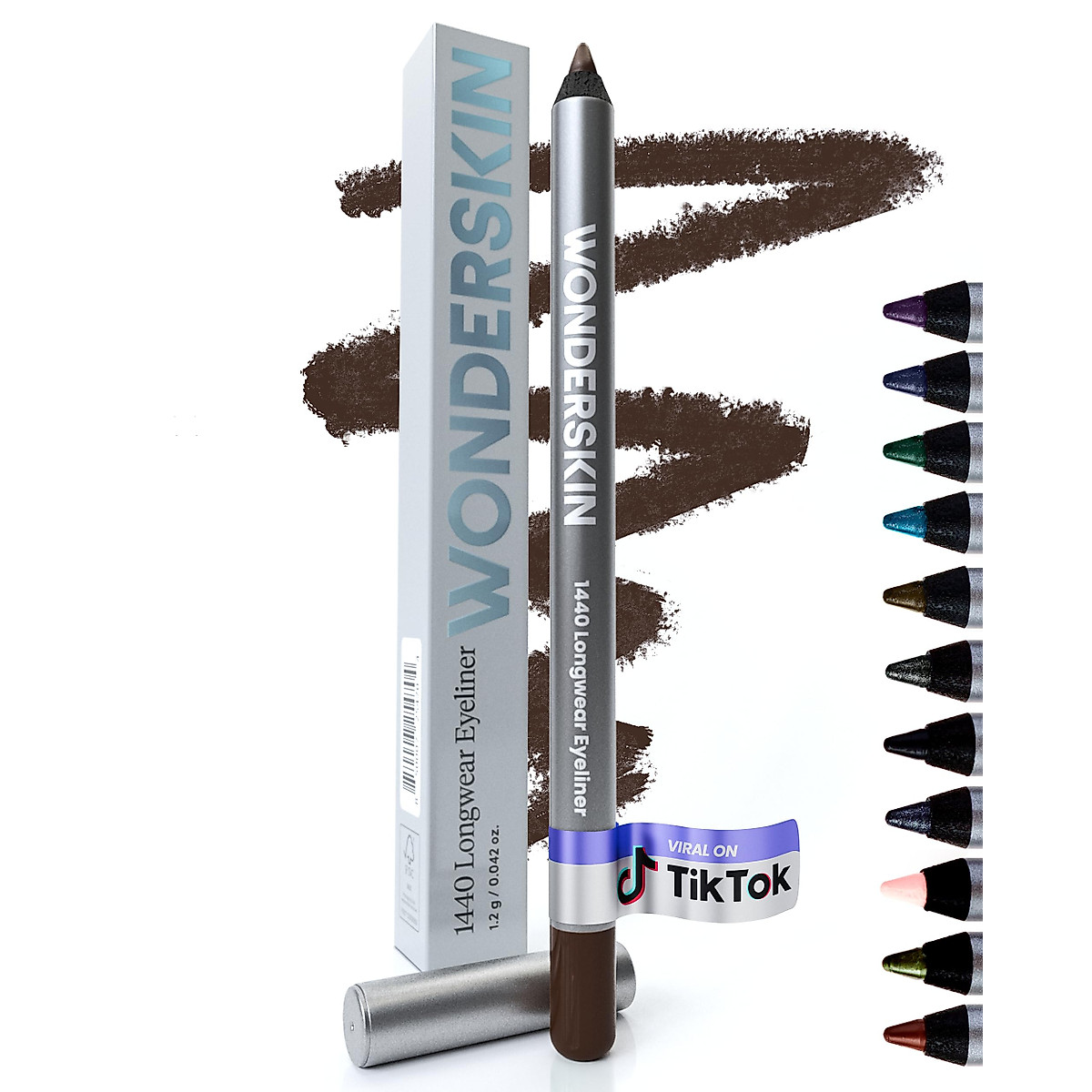 Wonderskin 1440 Longwear Brown Eyeliner Pencil - Waterproof, Sharpenable Eyeliner Pencil and Smudge Proof Brown Eye Liner Pencils (Kalamata)