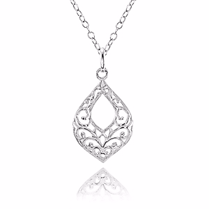 Hoops & Loops Sterling Silver Open Teardrop Filigree Necklace