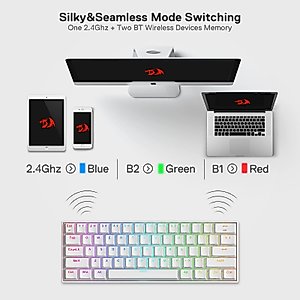 Redragon K530 Pro Draconic 60% Wireless RGB Mechanical Keyboard, BT/2.4Ghz/Wired 3-Mode 61 Keys Compact Gaming Keyboard w/Hot-Swap Socket, Free-Mod Plate Mounted PCB & Tactile Brown Switch
