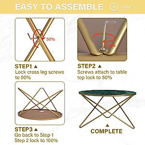 HLR Round coffee table with Green Faux Marble Top