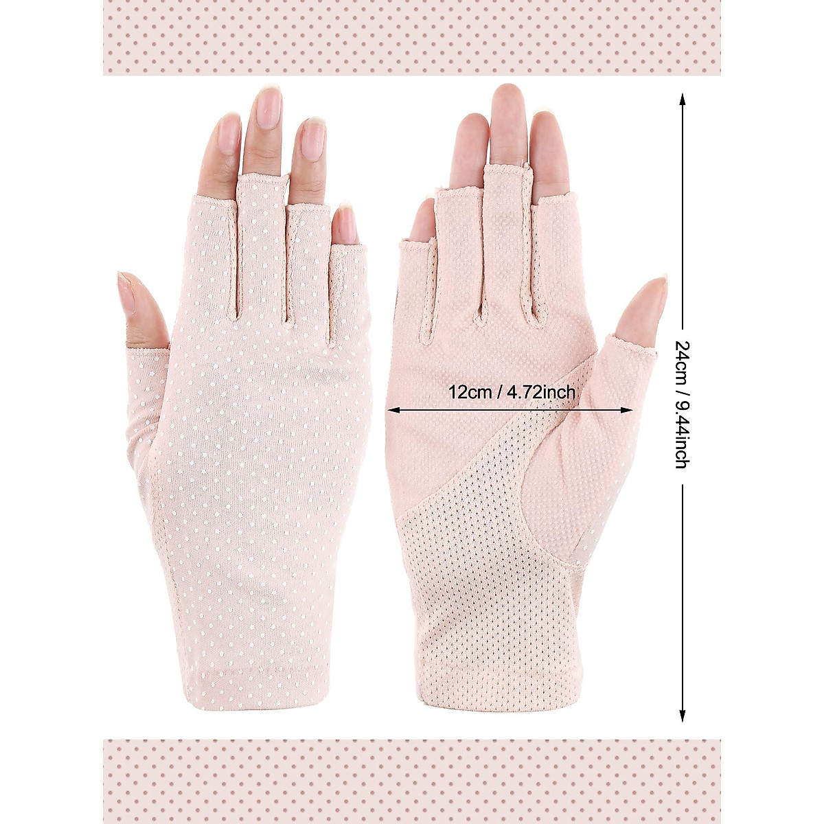 Handepo womens 6 Pairs Sunscreen Fingerless Summer UV Protection Driving Riding Fishing Gloves, Multicolored, Medium