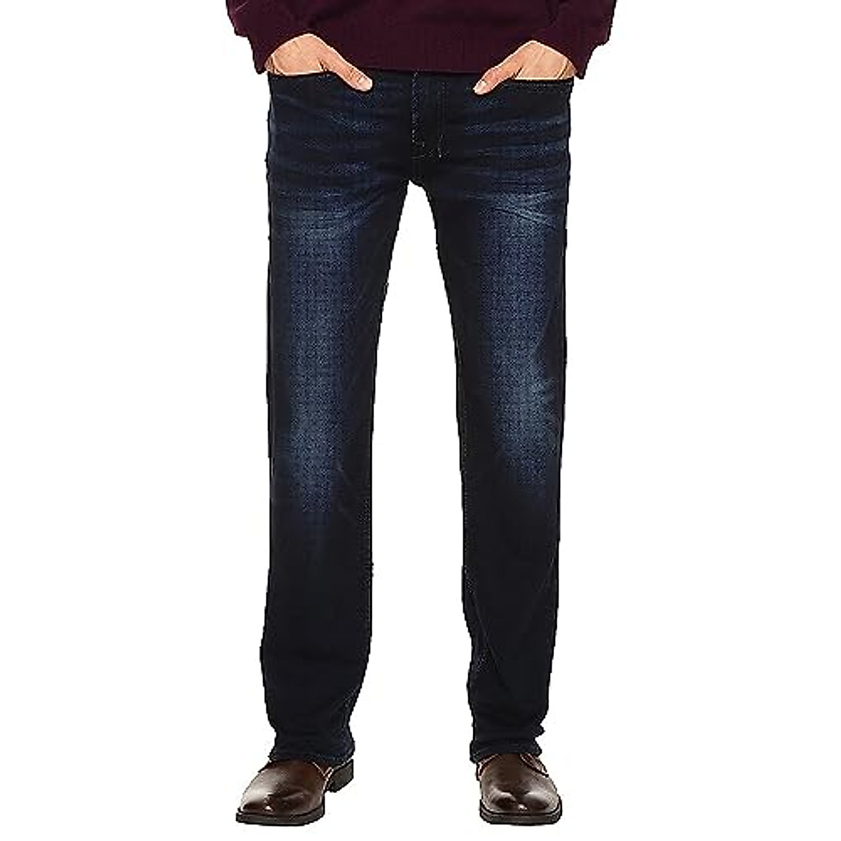 Buffalo David Bitton Men's Six Slim Straight Jean, authentic and deep indigo, 36 x 30