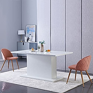 FurnitureR Dining Chairs Set of 2, Kitchen Dining Room Chairs with Soft Velvet Seat/Metal Legs, Modern Mid Century Living Room Side Chairs/Accent/Leisure/Makeup/Vanity Chairs, Pink, 2PCS