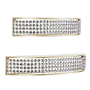 Deco 79 Metal Geometric Wall Shelf with Crystal Embellishments, Set of 2 5", 5"H, Gold