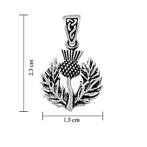 WithLoveSilver Sterling Silver 925 Charm Classic Scottish Style Thistle with Celtic Bale Pendant