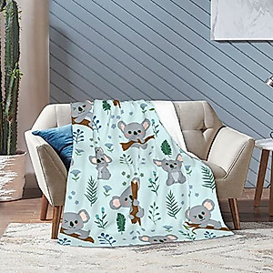 Hmklpi Koala Blanket Ultra Plush All Season Lightweight Cozy Flannel Throw Blanket for Bed Chair Car Sofa Couch Bedroom 50"x40"