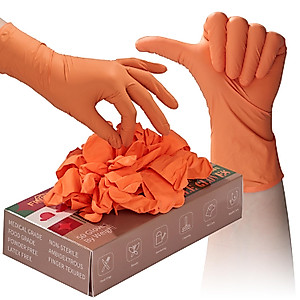 FINITEX Nitrile Disposable Latex Free Gloves Orange - 3.5mil 50PCS Powder Free Gloves Christmas Cleaning Medical Exam Food Gloves (X-Large)