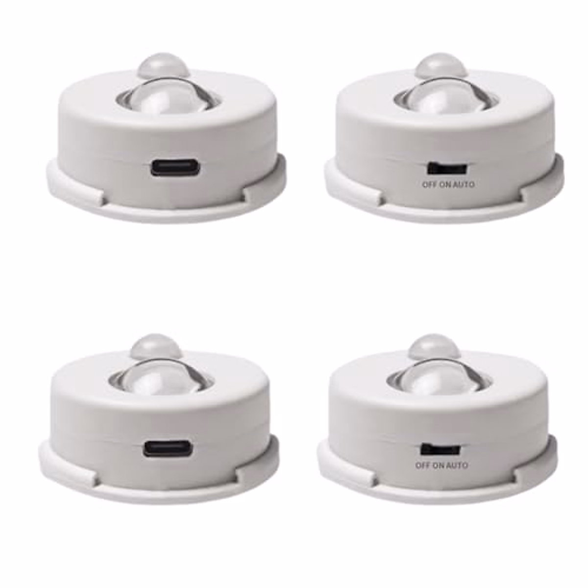 Cat's Eye Small Round Motion Sensor Light Build in Rechargeable Battery Magnetic LED Ceiling Light for Cupboard,Storage Rack,Entrance Hall,Wine Cabinet. (4 Packs)