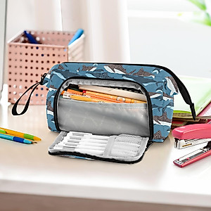 TEAMOMAS Whale Shark Pencil Case Large Pencil Pouch Big Pencil Box Pen Bag Organizer Pencil Bags with Zipper for Adults Girls Kids Boys School 074