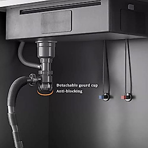 Gray Kitchen Sink Stainless Steel Sink With Waterfall Faucet Gray Sink Single Bowl Sink Thickened Stainless Steel Side Drain (Size : 75x46x20CM)