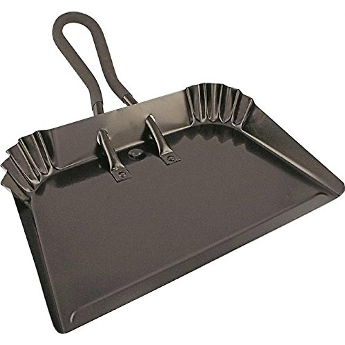 Edward Tools Extra Large Industrial Metal Dust Pan 17” - Heavy Duty Powder Coated Steel does not chip or bend - Great for large cleanups - Rubber Grip Loop handle for comfort/hanging (1)