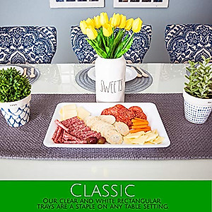 Plasticpro Plastic Serving Trays - Serving Platters Rectangle 10 X 14 Disposable Party Dish Crystal Clear Pack of 4