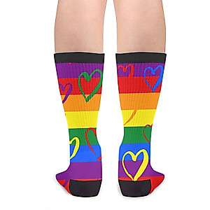 Jedenkuku Gay Pride Rainbow Colored Valentine Heart Novelty And Interesting Socks For Men And Women
