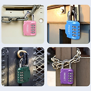 RESET-060 4 Digit Combination Lock Outdoor Padlock for School Gym Sports Locker Fence Toolbox Gate Suitcase Hasp Pink