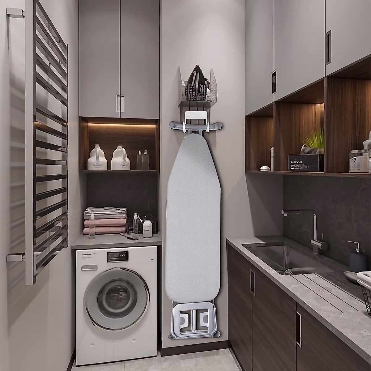 RIUOTA Ironing Board Wall Mount Ironing Board Hanger Wall Mount for Laundry Rooms,White