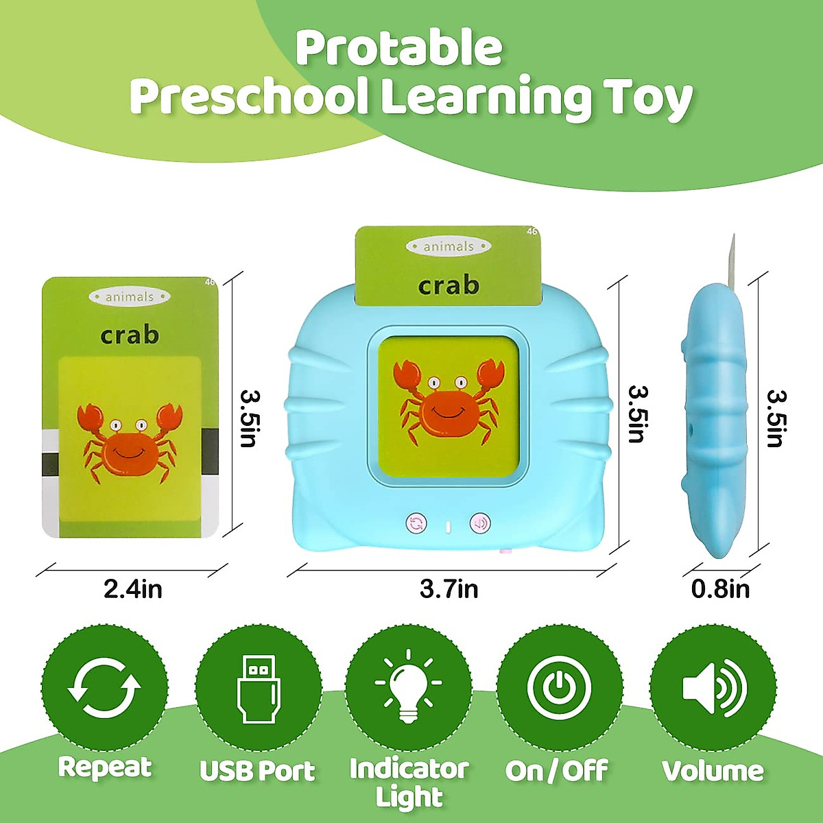 RAEQKS Learning Toys for Toddler Talking Flash Cards Educational Game for Kids 2 3 4 5 6 Years Audible Learning Resource with 224 Sight Words Preschool Montessori Toy Gift for Kindergarten Boys Girls