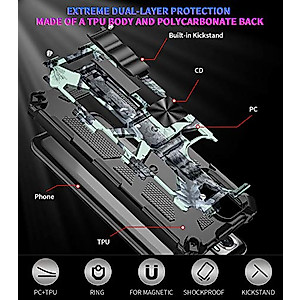 Ysnzaq for Xiaomi Redmi Note 10 4G (No 5G) Outdoor Camouflage Sturdy Phone Case with Heavy Duty Shockproof Military Grade Protection and Built-in Magnetic Cover for Xiaomi Redmi Note 10S MC Mint Green