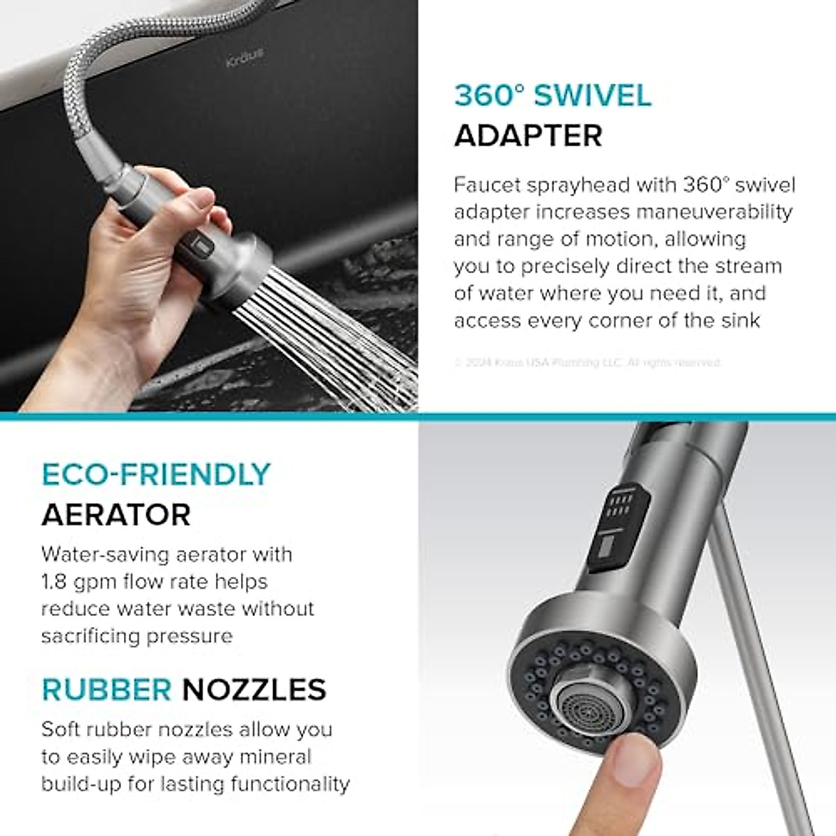 KRAUS Bolden Commercial Style 2-Function Single Handle Pull Down Kitchen Faucet in Chrome, KPF-1610CH (Pack of 1)