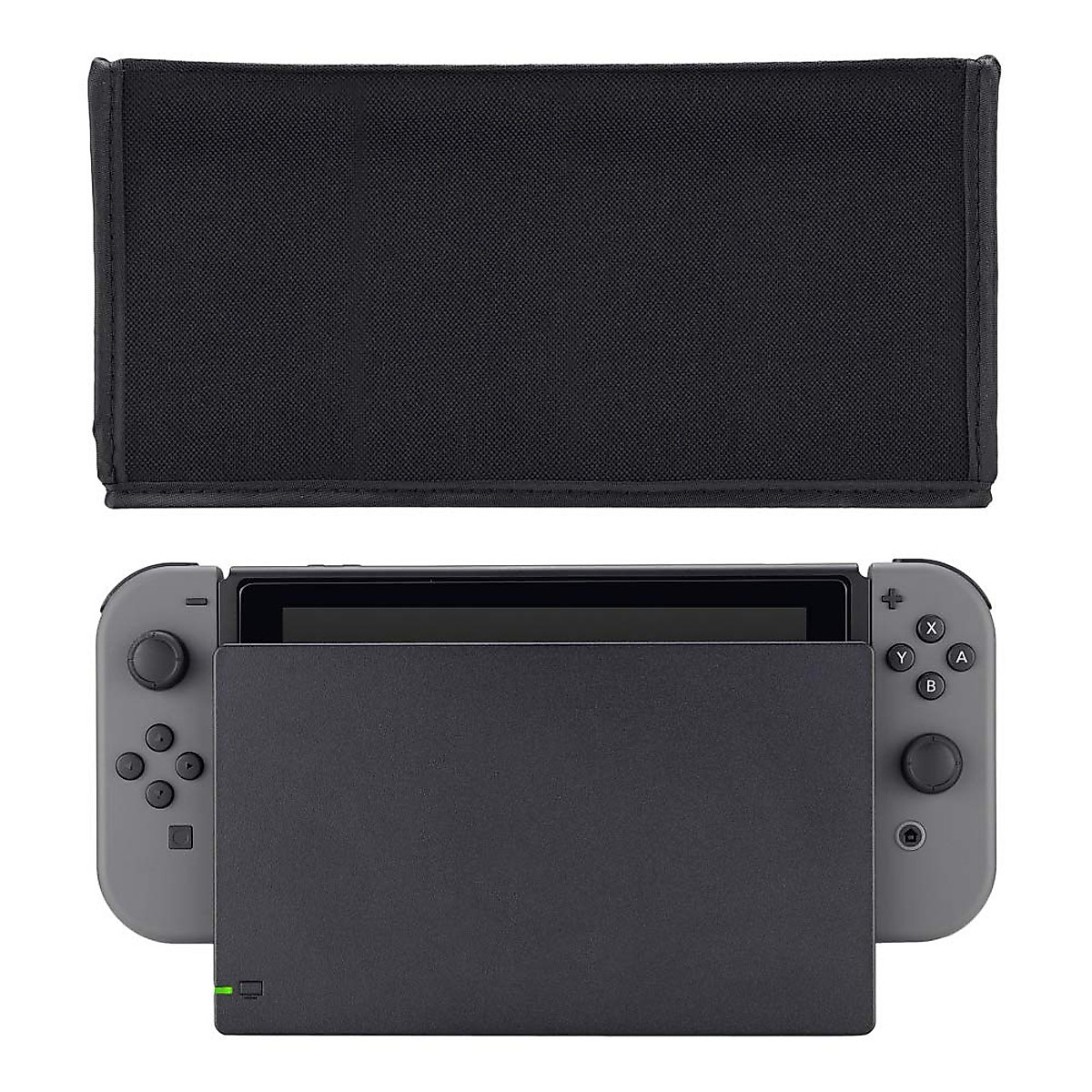 eXtremeRate Black Nylon Dust Cover, Soft Neat Lining Dust Guard, Anti Scratch Waterproof Cover Sleeve for Nintendo Switch & Switch OLED Charging Dock