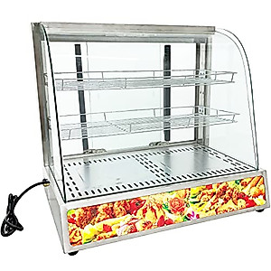 TECHTONGDA Commercial Countertop Food Display Case Electric Food Warmer Case for Pizza Dessert Food Display Cabinet 3 Tiers 700W