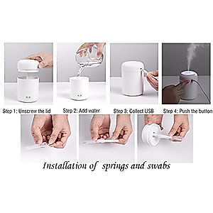 Portable Mini Humidifier, 300ml Small Cool Mist Humidifier with Colorful LED Night Light, USB Personal Desktop Humidifier for Car Office Home Travel, Auto Shut-Off, 2 Mist Modes, Super Quiet(grey)