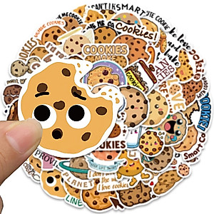 Cute Cookies Stickers for Kids, I Love Cookies Stickers, 50PCS Kawaii Snack Sticker Pack, Waterproof Vinyl Stickers for Water Bottle, Laptop, Scrapbook, Skateboard, Party Supplies