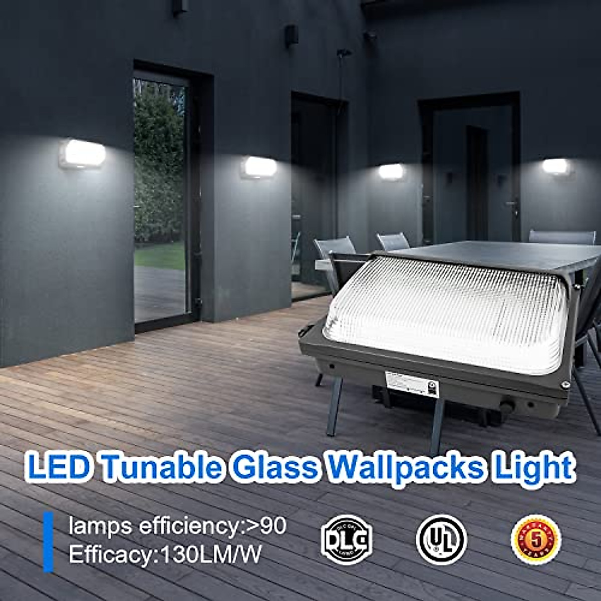 LED Wall Pack Light with Dusk-to-Dawn Photocell,120W/100W/80W Selectable, 0-10V Dimmable 15600LM 5000K Daylight Outdoor Wall Light,Replace 450W MH/HPS, IP65 120-277V AC for Parking Lot DLC & UL Listed