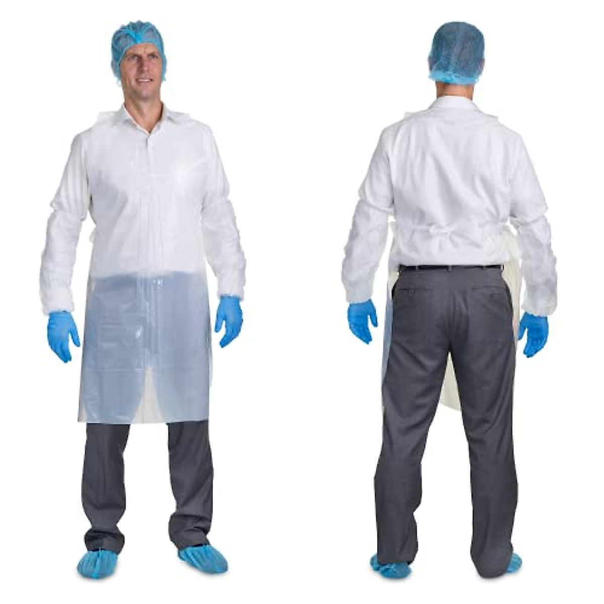 PENTAGON SAFETY EQUIPMENT 2 mils Disposable Heavy Weight Plastic/Poly Apron | 28 x 46 inches | 100/500/1000 (White, 100 Pack)
