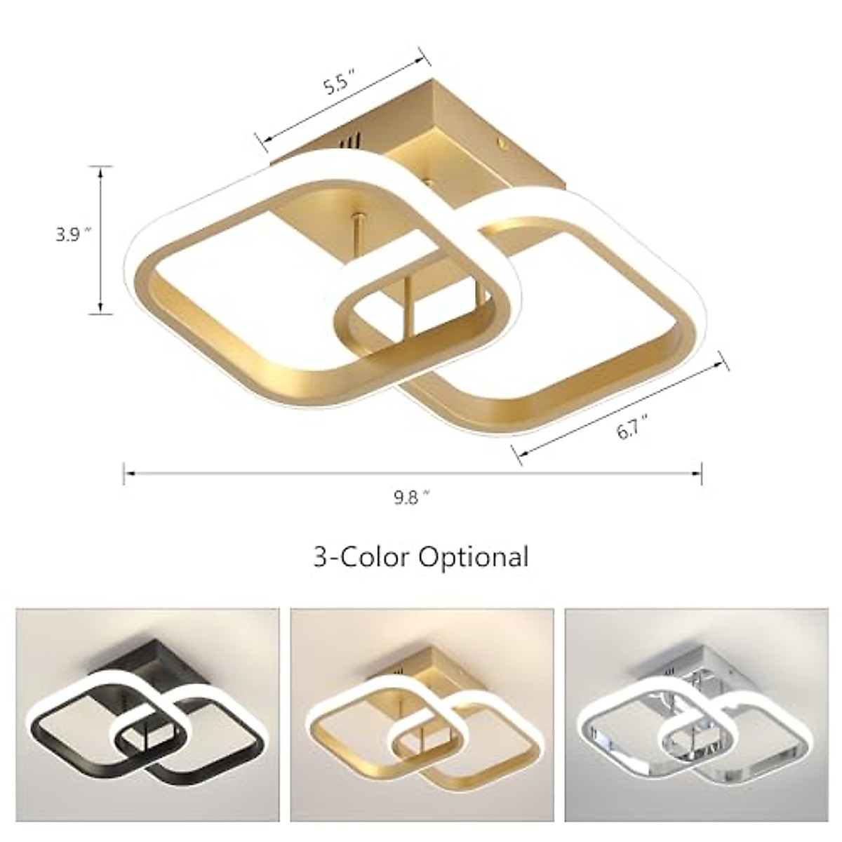 AMZASA Gold Hallway Light Modern LED Ceiling Light Mini Close to Ceiling Lamp for Balcony Corridor Closet Bedroom Bathroom Kitchen 4000K Neutral Light