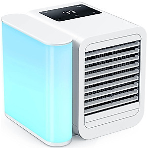 Portable Air Conditioner Mini AC: Evaporative Mini Air Cooler with 𝟳 𝗖𝗼𝗹𝗼𝗿𝘀, USB Personal Air Cooler Desktop Cooling Fan Unit with 𝟭𝟬𝟬𝟬𝗺𝗹 𝗪𝗮𝘁𝗲𝗿 𝗧𝗮𝗻𝗸 for Room Office Home