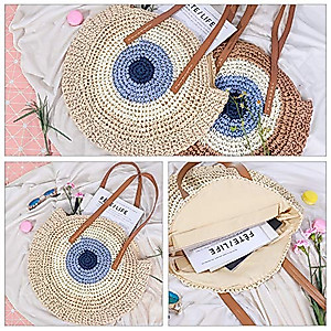 Straw Bag Round Summer Large Woven Beach Bag Purse Handle Shoulder Bag for Women Vacation Tote Handbags