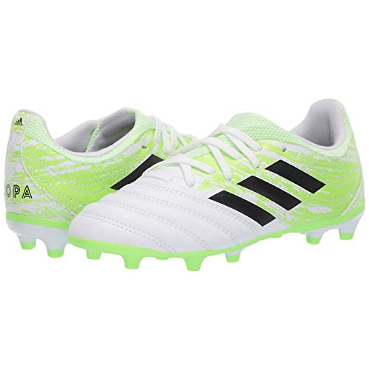adidas Men's Copa 20.3 Firm Ground Soccer Shoe, White/Black/Signal Green, 7.5 M US