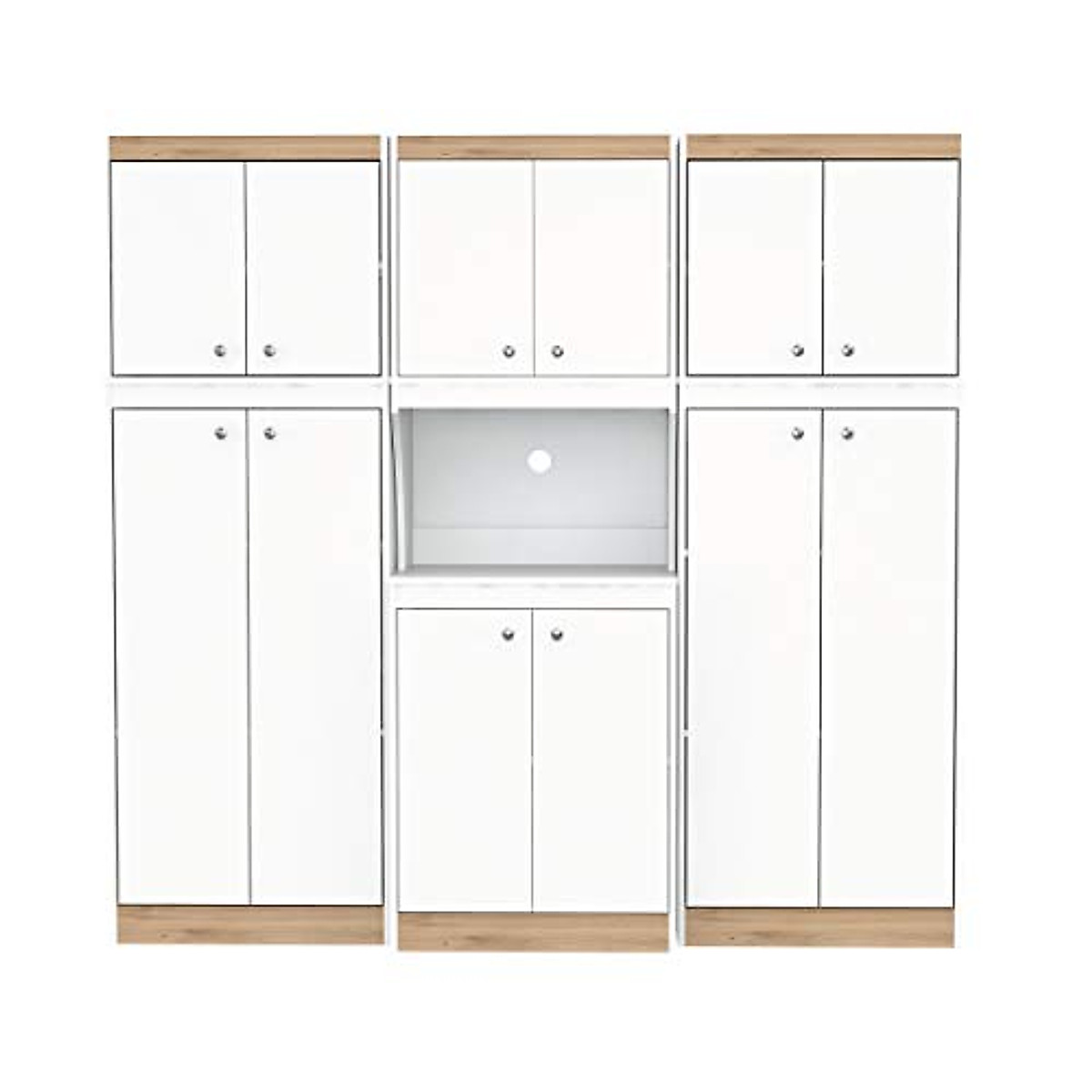 Inval Galley 3-Piece Kitchen Storage System, White and Vienes Oak
