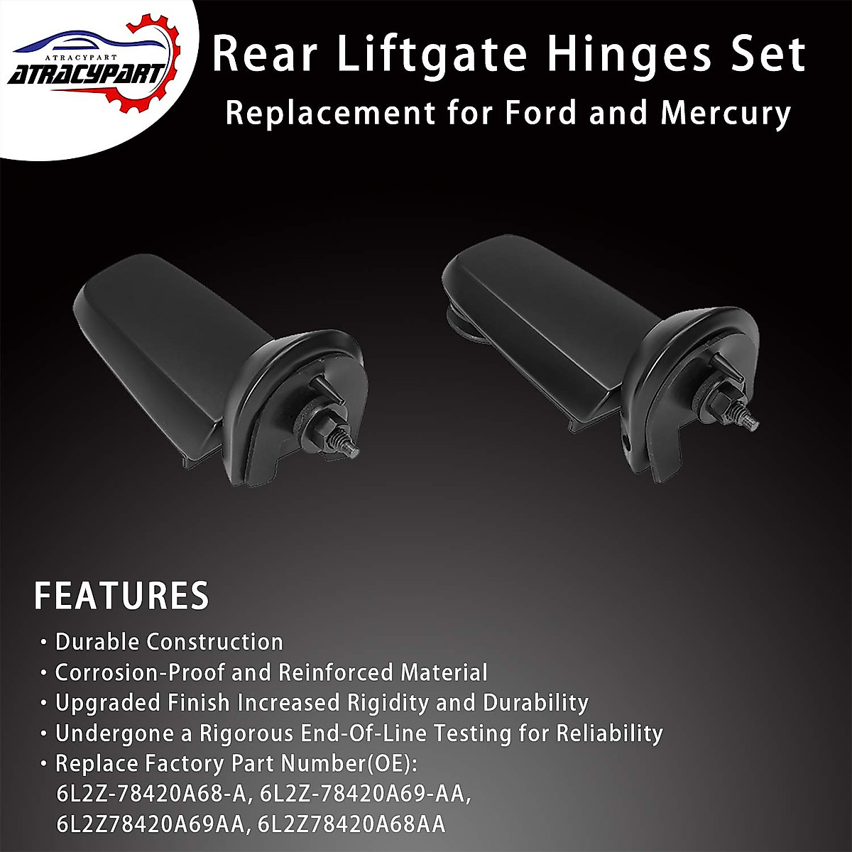 Rear Window Hinge Set Liftgate Glass Hinge Right & Left | Replacement for 2006-2010 Ford Explorer, Mercury Mountaineer | Replaces# 6L2Z-78420A68-A, 6L2Z-78420A69-AA