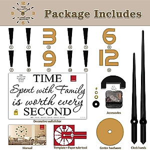 VANGOLD Wall Clock Oversized Wall Clock for Living Room Decor, Decorative Wall Clocks Battery Operated (Gold Home Decoration)