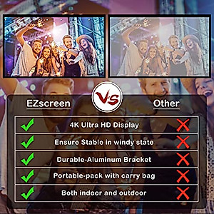 5G WiFi Bluetooth Projector, Artlii Energon 2 Full HD Native 1080P Outdoor Projector 4K Supported with Artlii 120 inch 4K HD 16:9 Wrinkle-Free Outdoor Portable Projector Screen with Stand