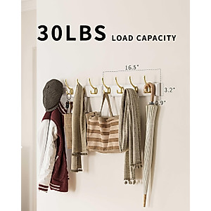 Seocry Coat Rack Wall Mount, 4 Pack 16.5 Inches Wall Hook Rack, White Coat Hanger Wall Mount with Gold Hooks for Backpack, Hat, Towel, Key, Door, Entryway(White Gold, 16.5 Inches)