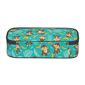 GVGOAGL Monkey Leaves Banana Pencil Case Organizer Big Capacity Pencil Pouch Stationery With Zipper School Supplies Pencil Bag For Girls Boys Office