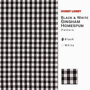 Black & White Gingham Homespun Cotton Fabric (1 Yard) – Printed Sewing Fabric by The Yard – Very Lightweight Precut Fabric for Sewing Clothes, Homeware, & Other Accessories – DIY Craft Fabric