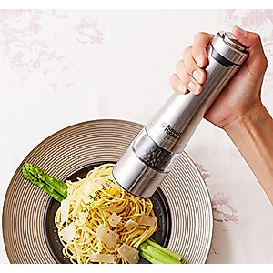 Russell Hobs 7923JP Electric Mill, Salt and Pepper (Set of 2), Wood Stand Set, Silver