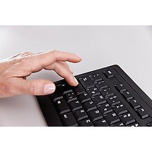 Cherry Stream Keyboard Wired USB SX Scissors Mechanism QWERTY Whisper-Quiet Silent Keystroke for Home Office, Work or Personal Computer. Black